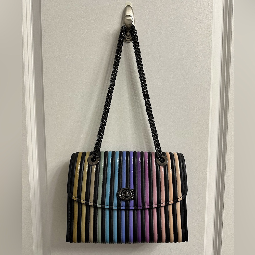 Coach Parker Quilted Ombre Rainbow Leather Convertibl… - Gem